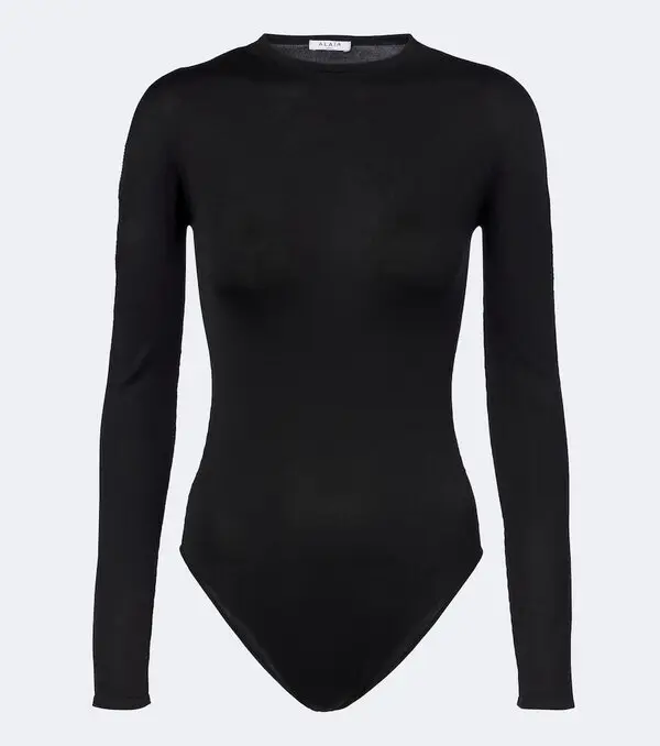 Alaïa Silk-blend Jersey Bodysuit - Black