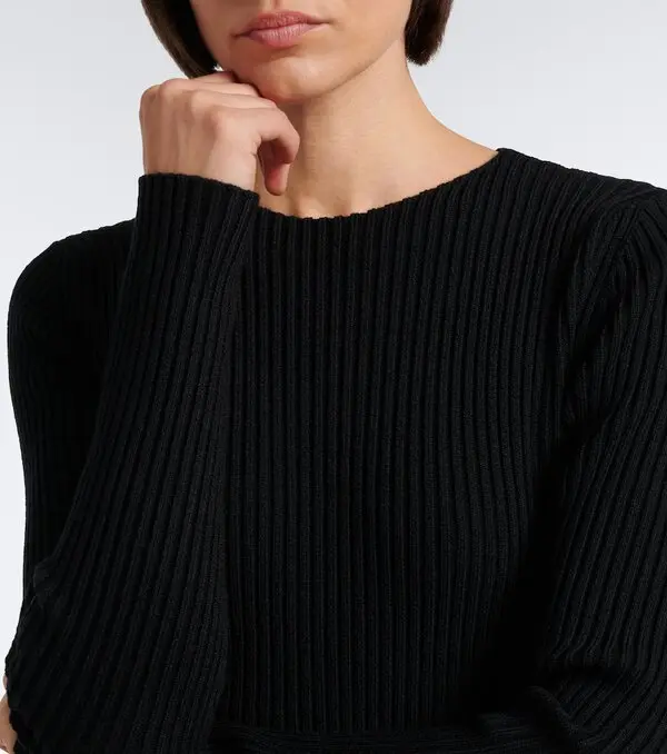 Alaïa Ruffled Wool-blend Midi Dress