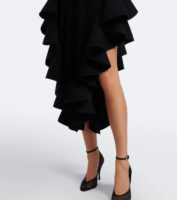 Alaïa Ruffled Wool-blend Midi Dress