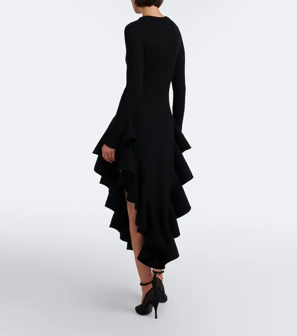 Alaïa Ruffled Wool-blend Midi Dress