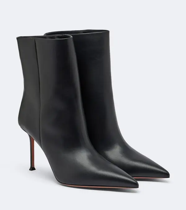 AQUAZZURA Harper Leather Ankle Boots - Black