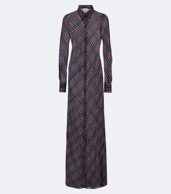Dries Van Noten Checked Lamé Shirt Dress