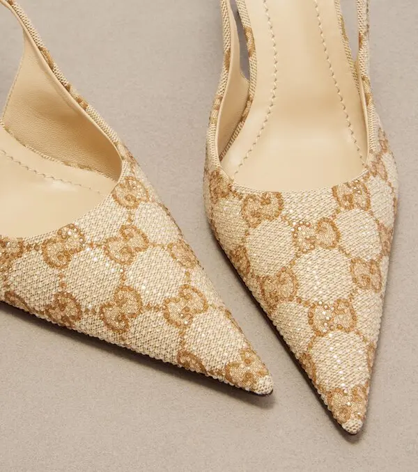 Gucci Donna Gg Embellished Slingback Pumps