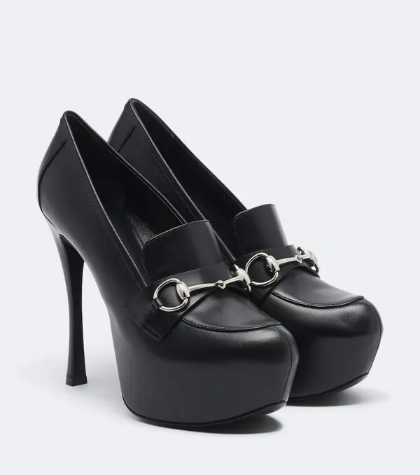 Gucci Horsebit Leather Platform Pumps