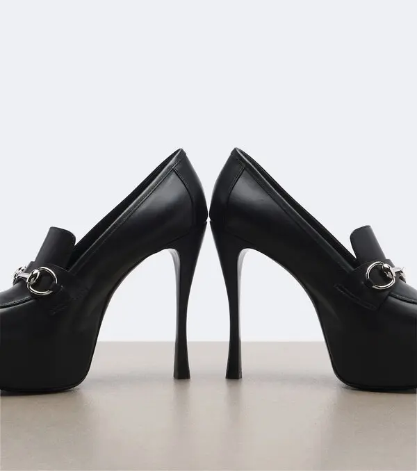 Gucci Horsebit Leather Platform Pumps