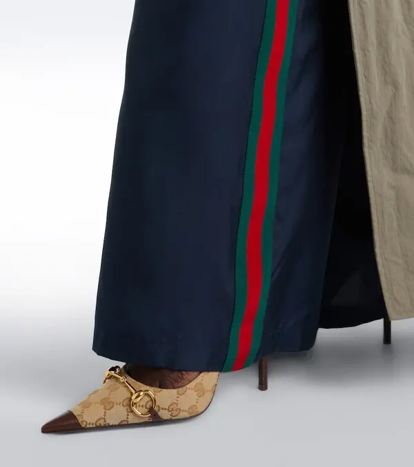 Gucci Horsebit Gg Canvas Pointed Toe Pumps