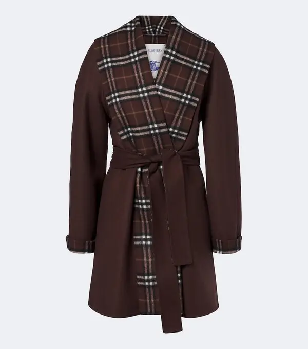 Burberry Verona Check Belted Wool Coat