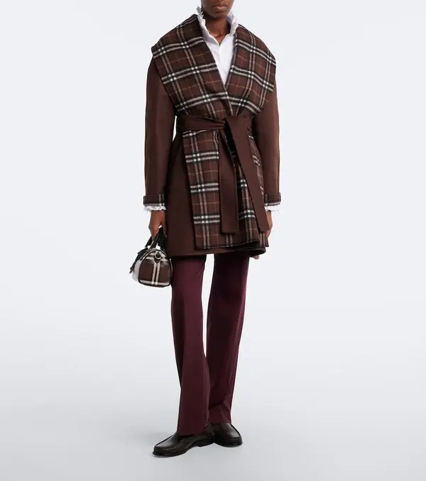 Burberry Verona Check Belted Wool Coat