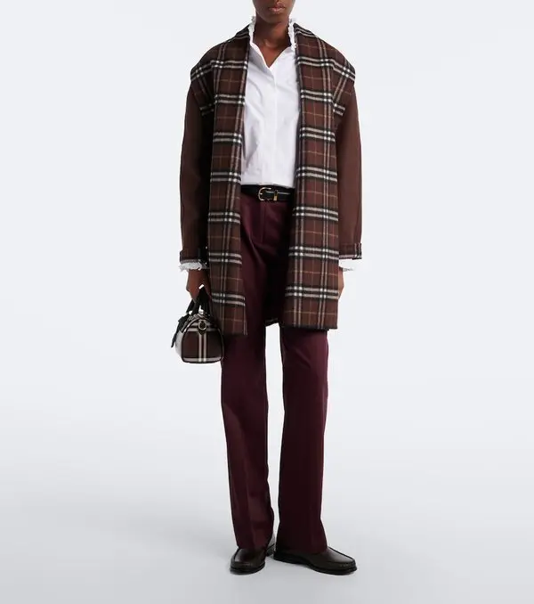 Burberry Verona Check Belted Wool Coat