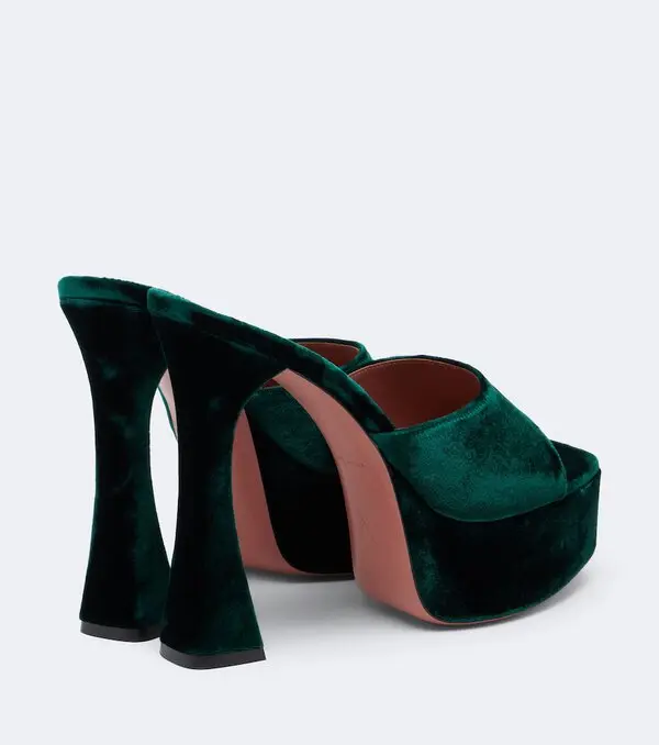 Amina Muaddi Dalida Velvet Platform Mules