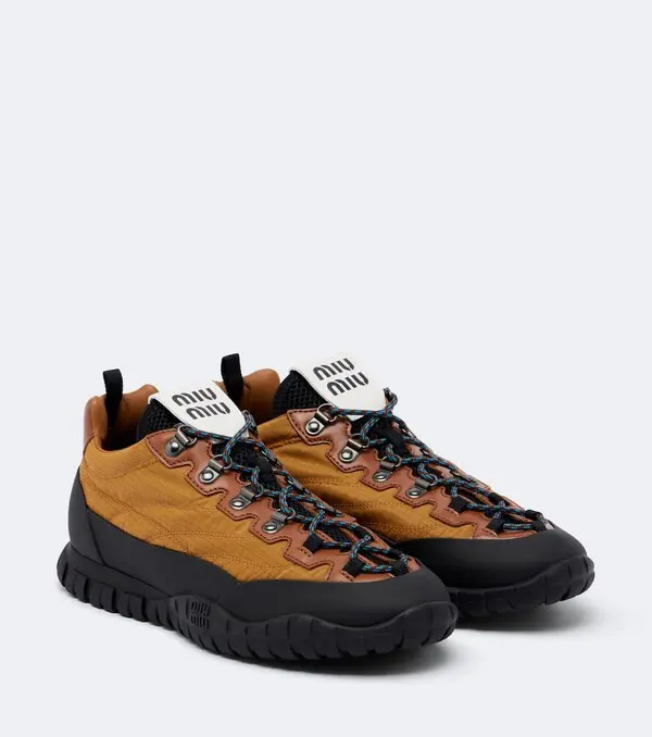 Miu Miu Leather-trimmed Sneakers - Yellow