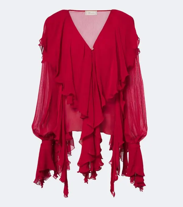 Blumarine Ruffled Crêpe Blouse
