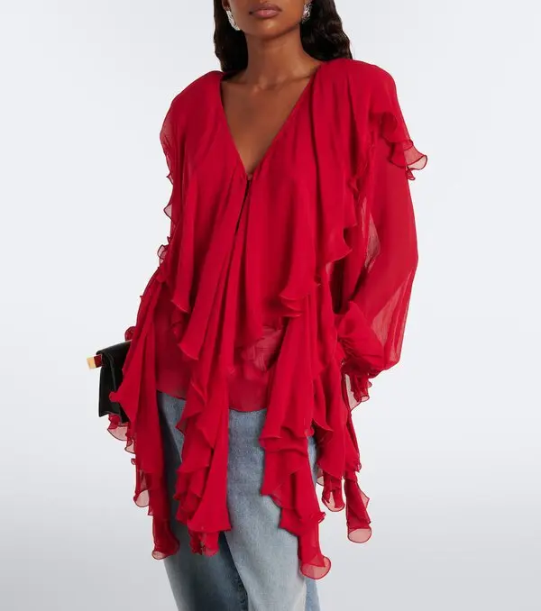 Blumarine Ruffled Crêpe Blouse
