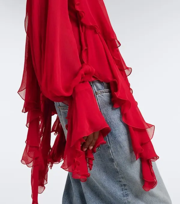 Blumarine Ruffled Crêpe Blouse