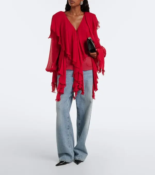 Blumarine Ruffled Crêpe Blouse