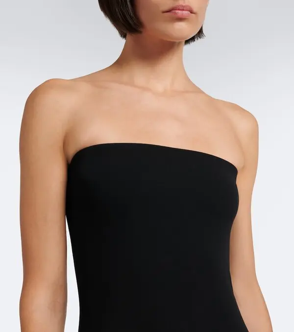 Alaïa Strapless Jersey And Mesh Maxi Dress