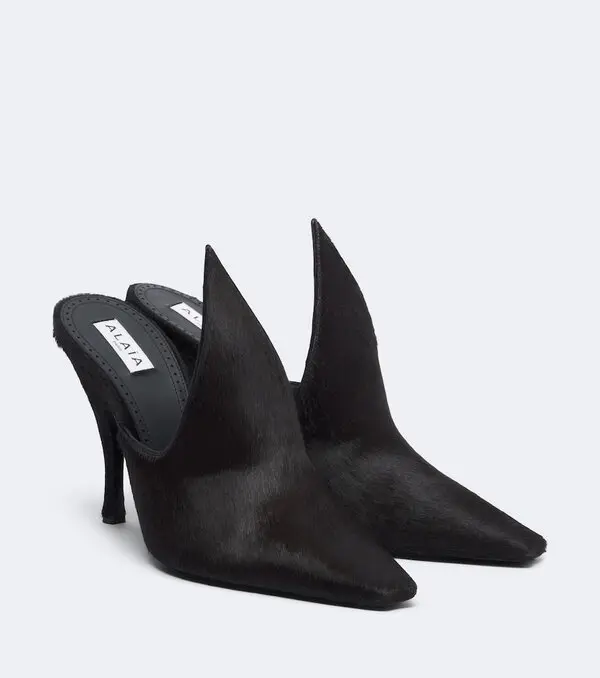 Alaïa Calf Hair Mules - Brown