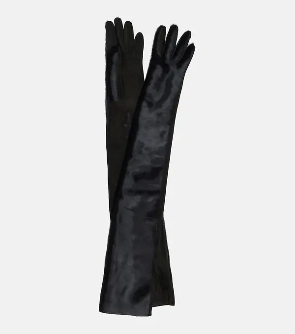 Alaïa Calf Hair And Suede Gloves