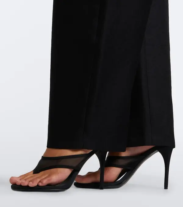 Alaïa Infra Tulle Thong Sandals - Black