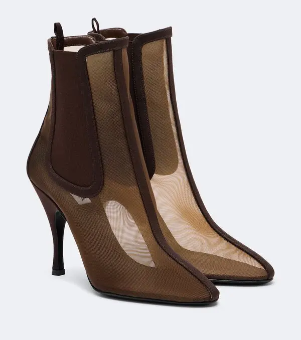 Alaïa Mesh Ankle Boots - Brown