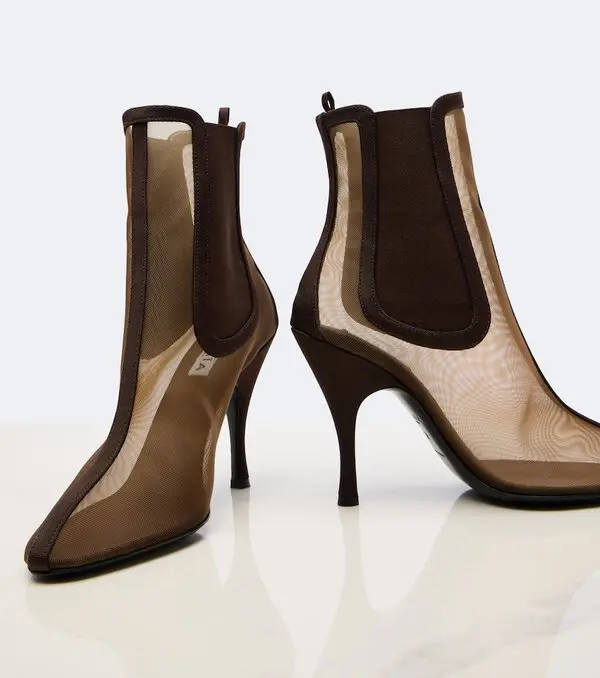 Alaïa Mesh Ankle Boots - Brown