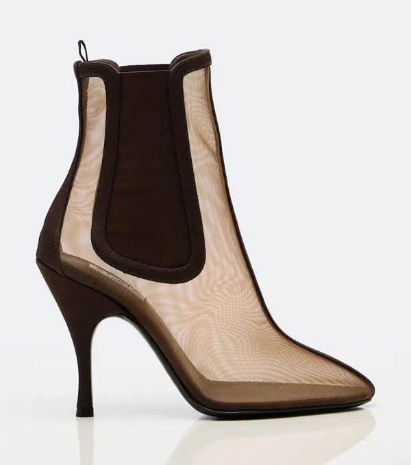 Alaïa Mesh Ankle Boots - Brown