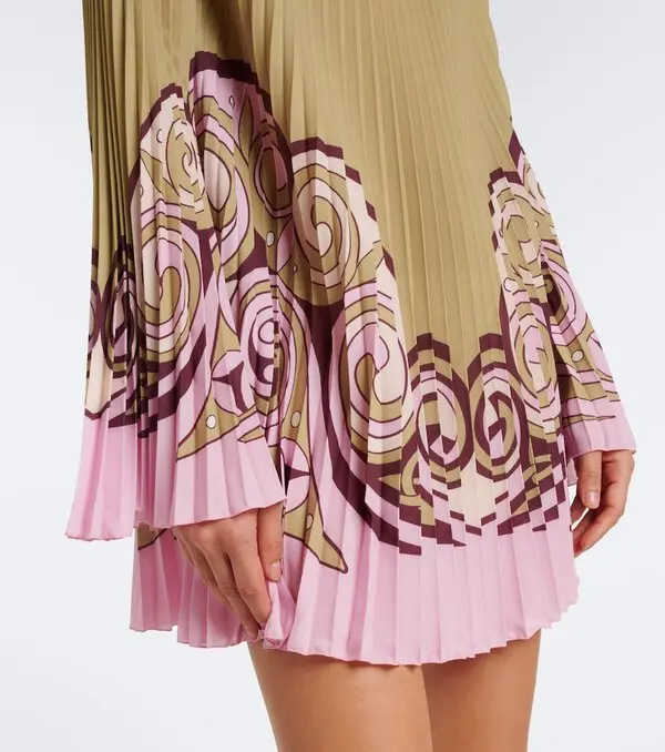 La DoubleJ Kells Swirl Pleated Crepe De Chine Mini Dress