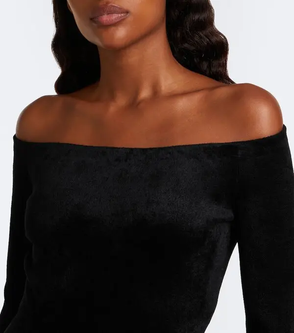 Alaïa Off-shoulder Velvet Bodysuit