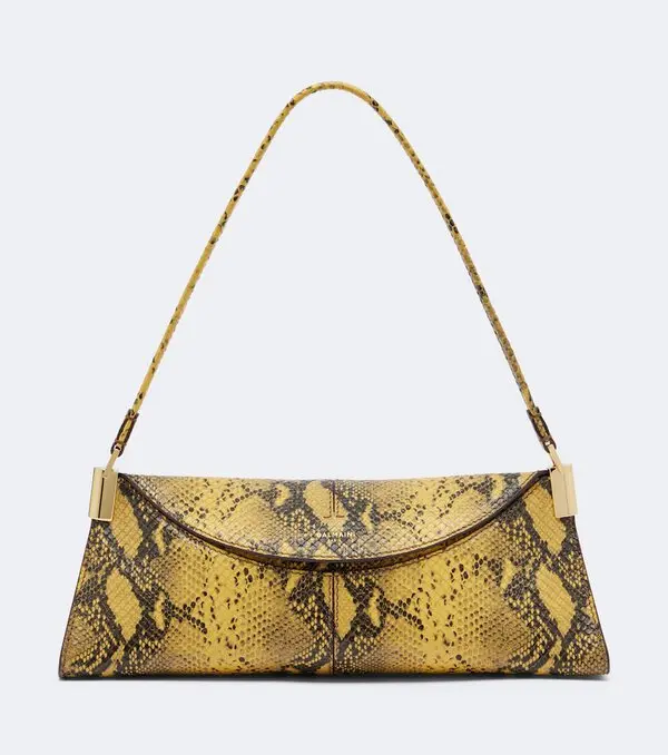 Balmain Snake-effect Leather Shoulder Bag