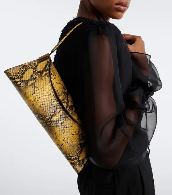 Balmain Snake-effect Leather Shoulder Bag