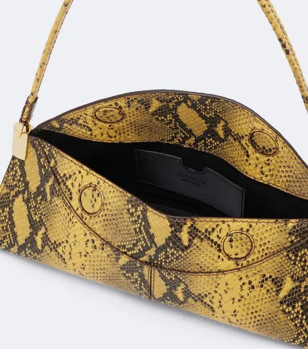 Balmain Snake-effect Leather Shoulder Bag