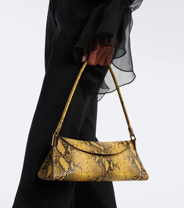 Balmain Snake-effect Leather Shoulder Bag