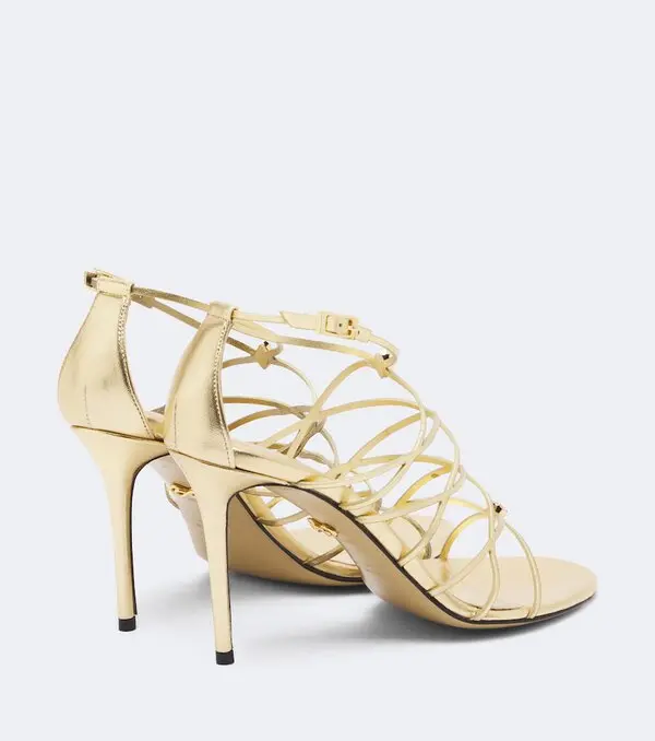 Mach & Mach Daisy Embellished Leather Sandals - Gold