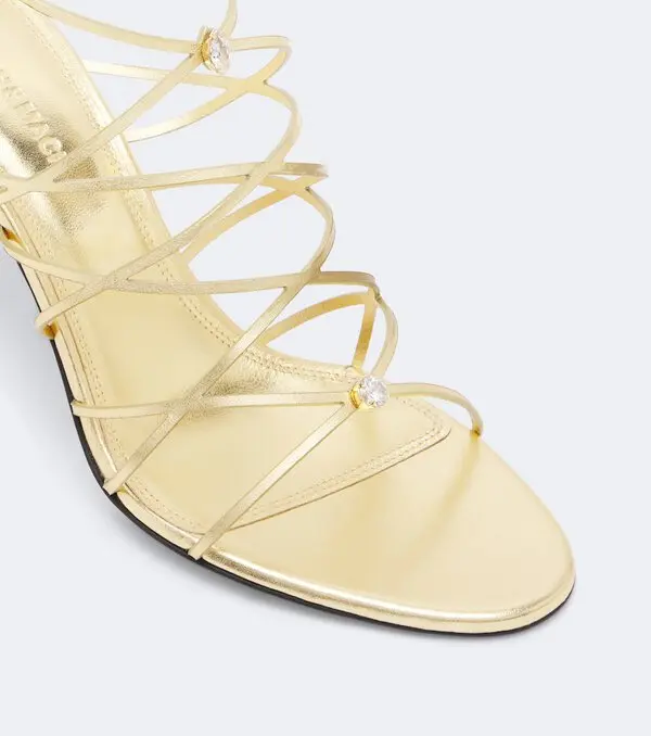 Mach & Mach Daisy Embellished Leather Sandals - Gold