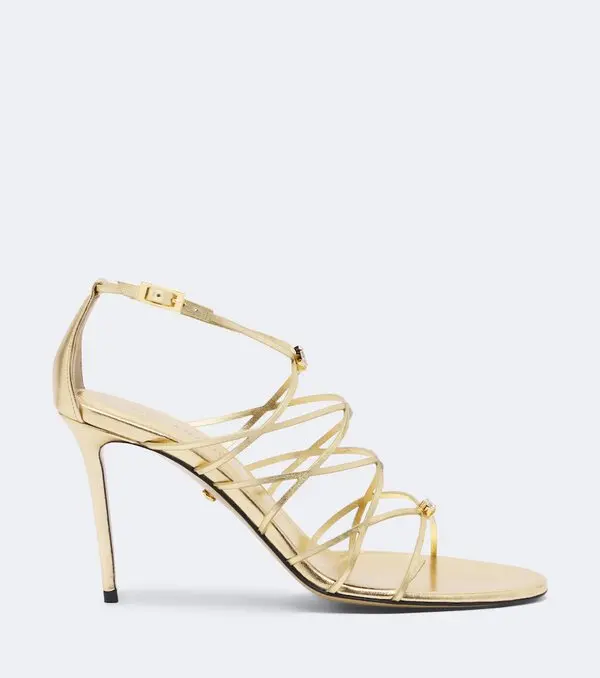 Mach & Mach Daisy Embellished Leather Sandals - Gold