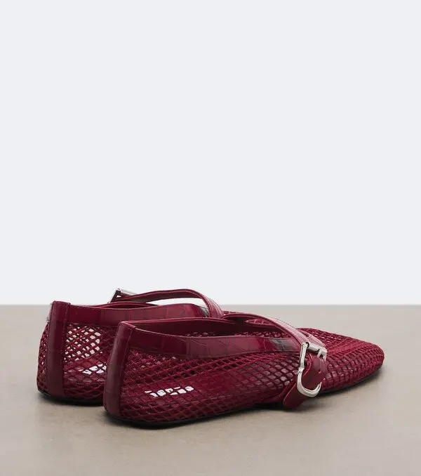 Alaïa Croc-effect Fishnet Ballet Flats