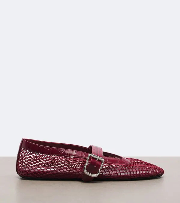 Alaïa Croc-effect Fishnet Ballet Flats