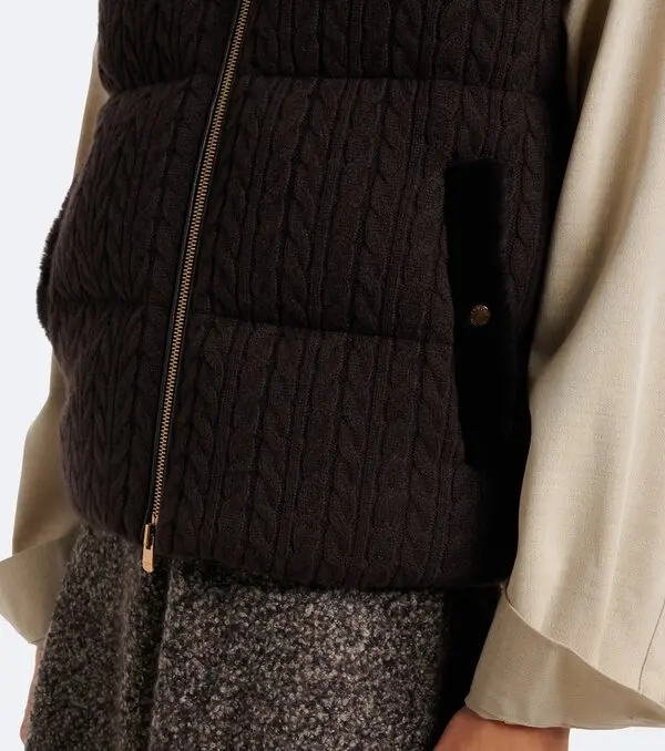 Agnona Cable-knit Cashmere Puffer Vest - Brown