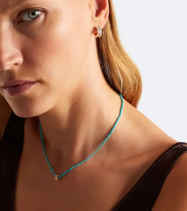 SUZANNE KALAN Infinite 18kt Beaded Necklace With Turquoise And Diamonds