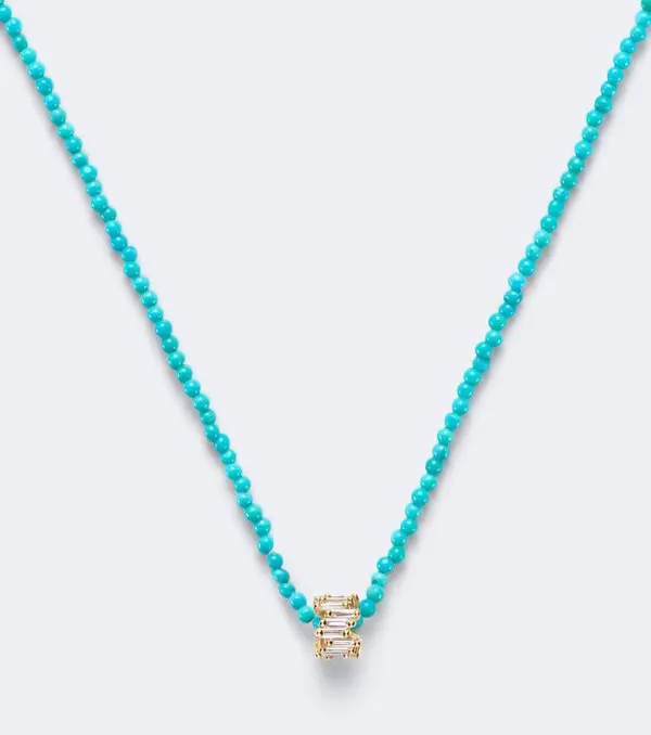 SUZANNE KALAN Infinite 18kt Beaded Necklace With Turquoise And Diamonds