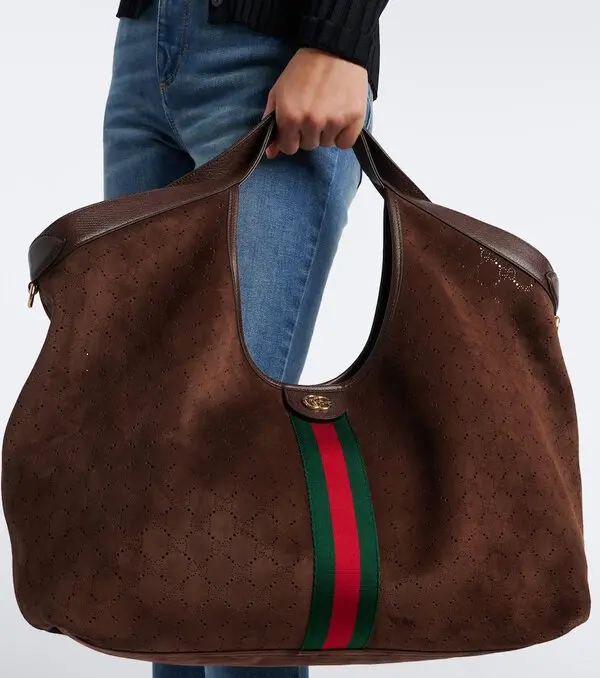 Gucci Giglio Large Suede Tote Bag