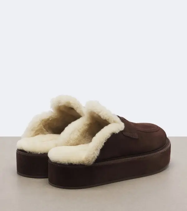 Miu Miu Shearling-lined Suede Platform Mules