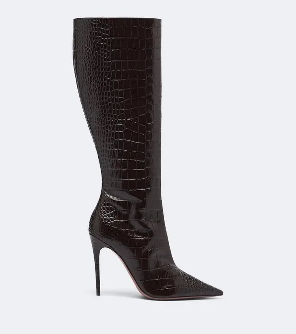 Paris Texas Vera Croc-effect Leather Knee-high Boots