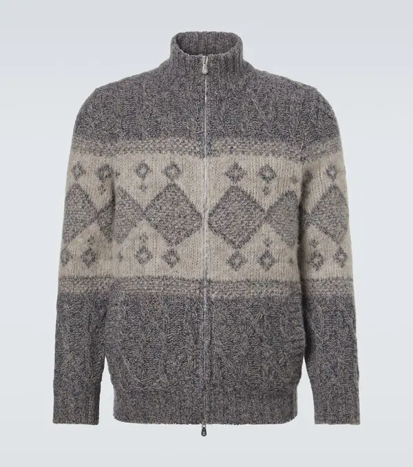 Brunello Cucinelli Fair Isle Wool, Silk, And Cashmere Cardigan