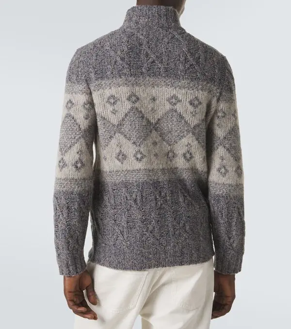 Brunello Cucinelli Fair Isle Wool, Silk, And Cashmere Cardigan