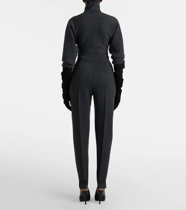 Alaïa Knitted Wool-blend Tapered Pants