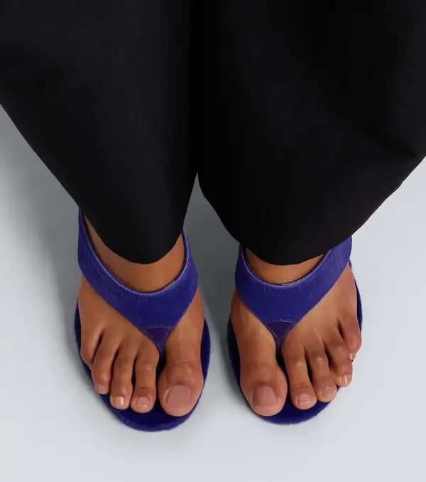 Alaïa Infra Calf Hair Thong Sandals