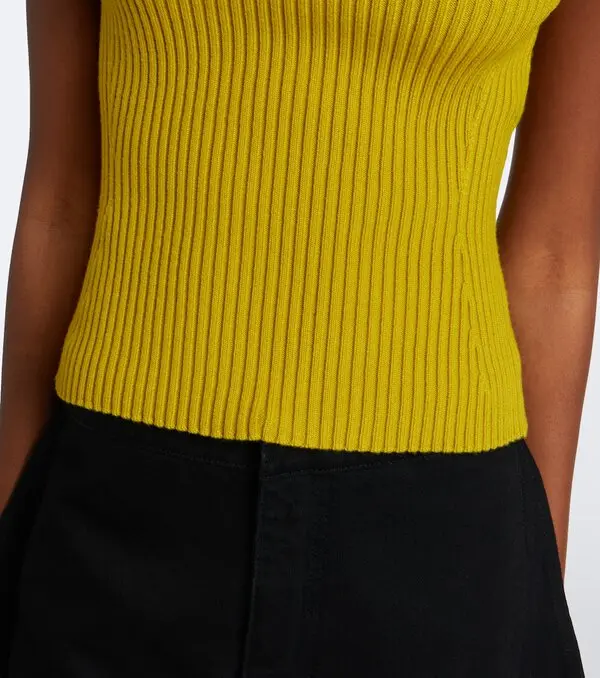 Alaïa Ribbed-knit Wool-blend Halterneck Top