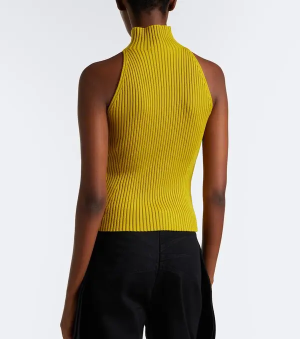 Alaïa Ribbed-knit Wool-blend Halterneck Top