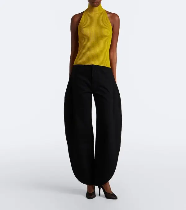 Alaïa Ribbed-knit Wool-blend Halterneck Top